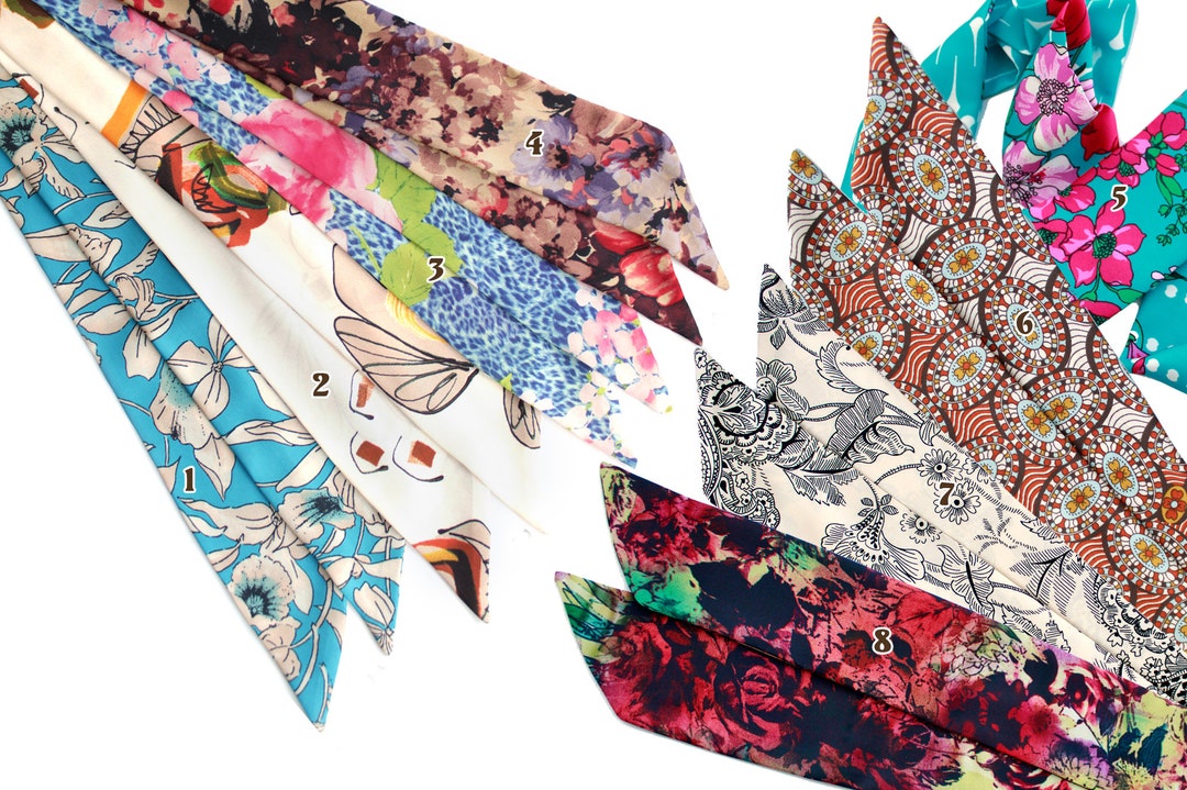 Purse Handle Skinny Scarves Ties. Small Skinny Hair Scarf Silky Satin ...