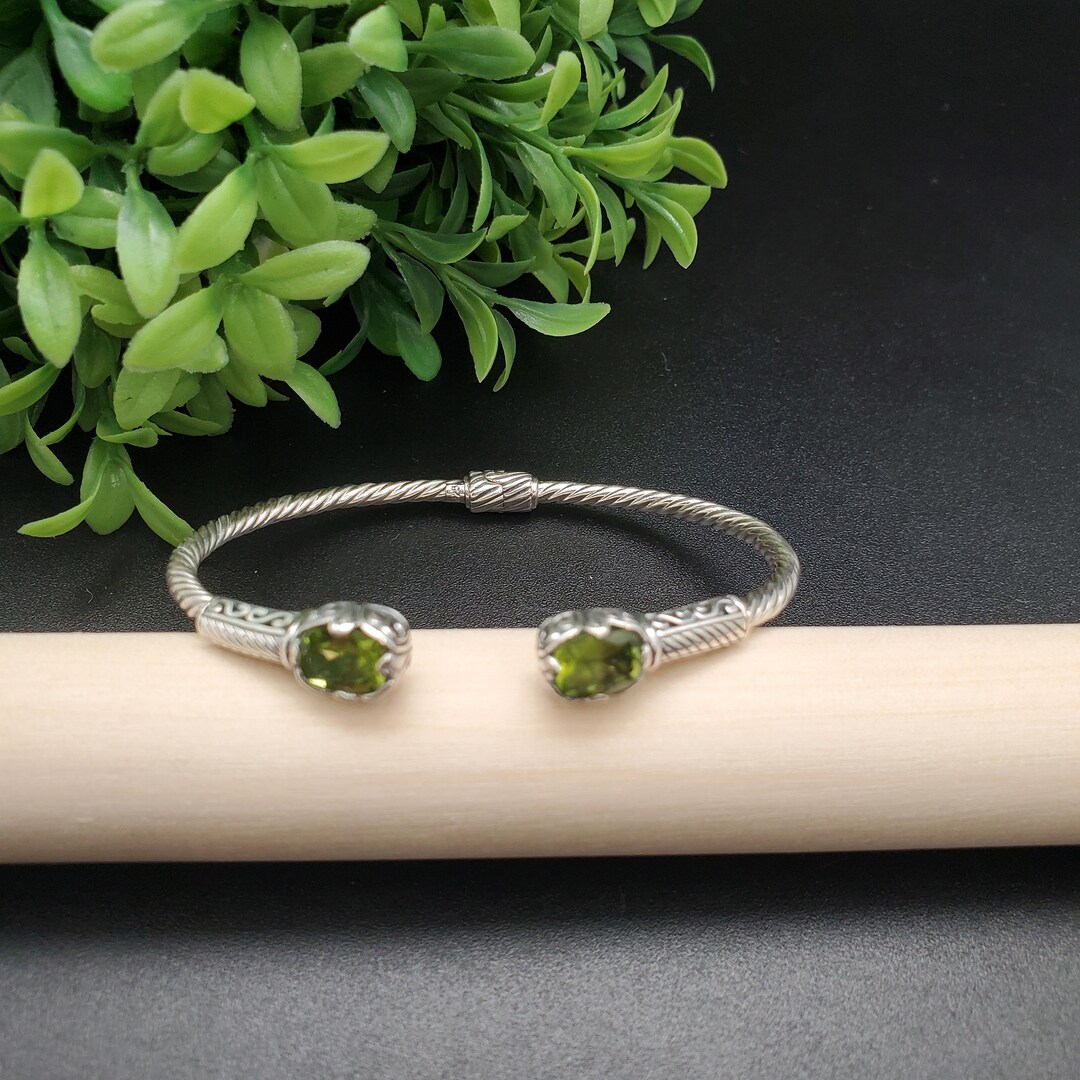 BC#126 | Balinese Cuff Bracelet | Sterling Silver Peridot Filigree ...