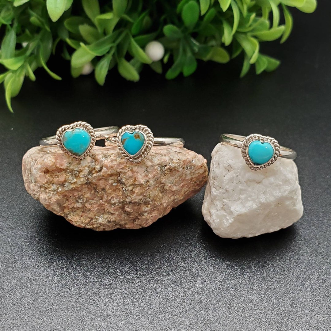 R-10381 | Dainty Heart Turquoise Ring | Sterling Silver Twist Wire ...