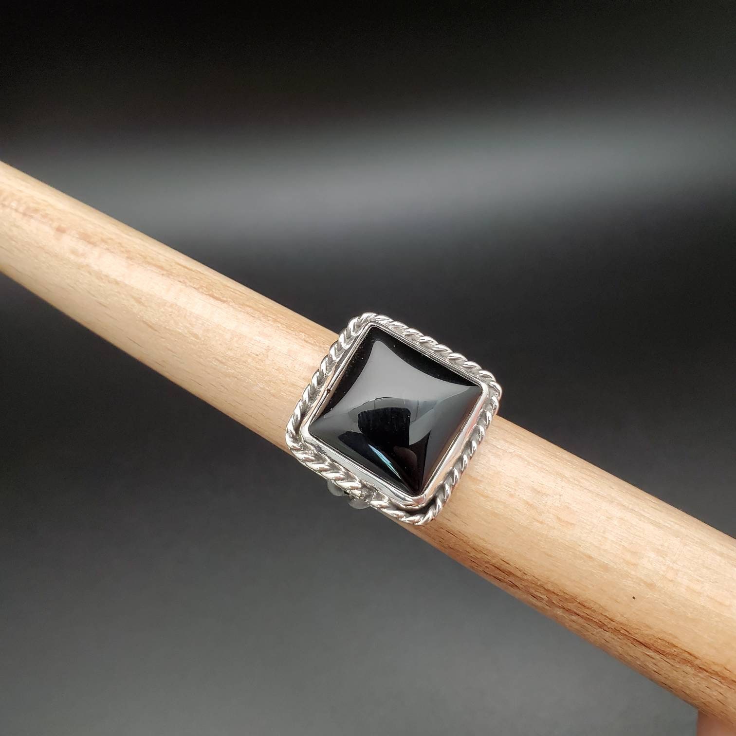 Dainty Black Square Ring Size 7.0us 7.25us Big Black Onyx - Etsy UK