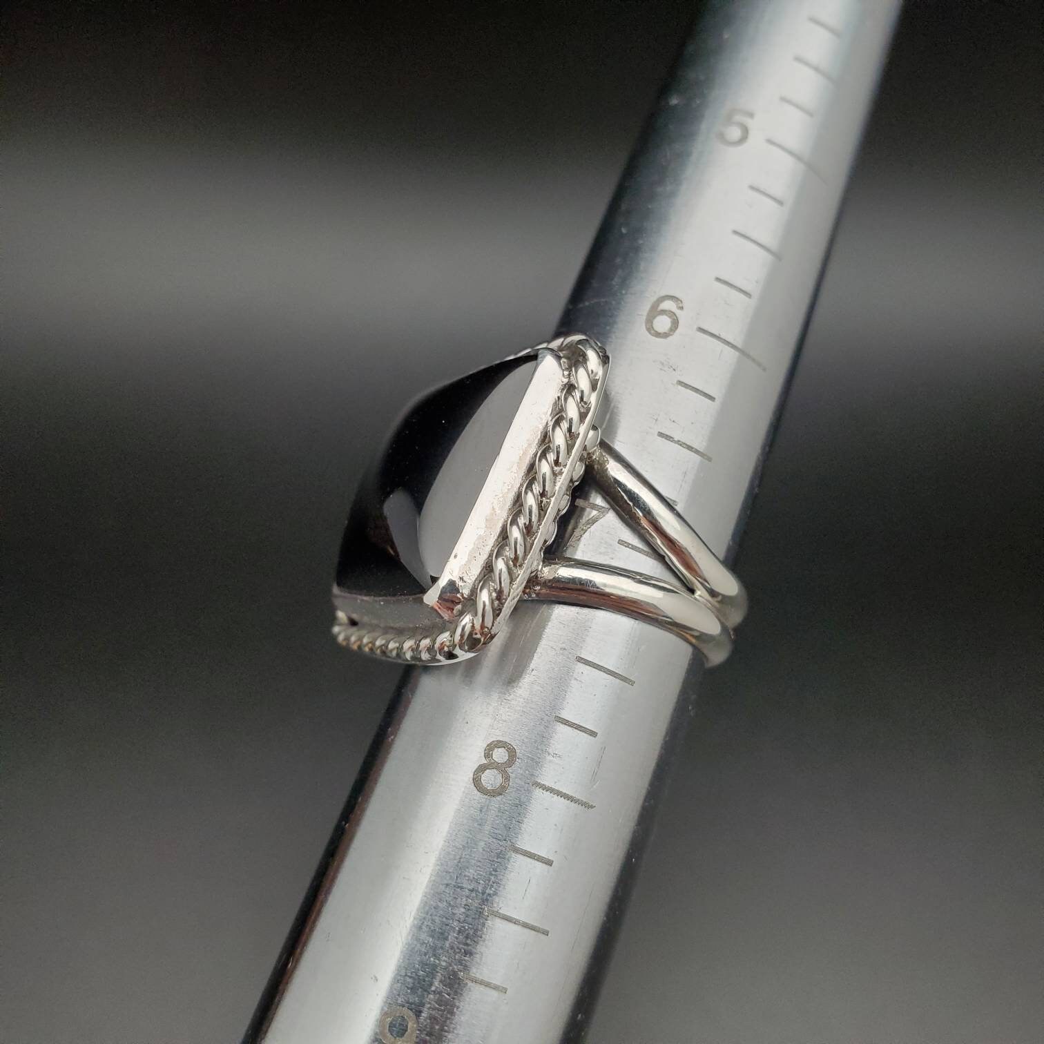 Dainty Black Square Ring Size 7.0us 7.25us Big Black Onyx - Etsy UK