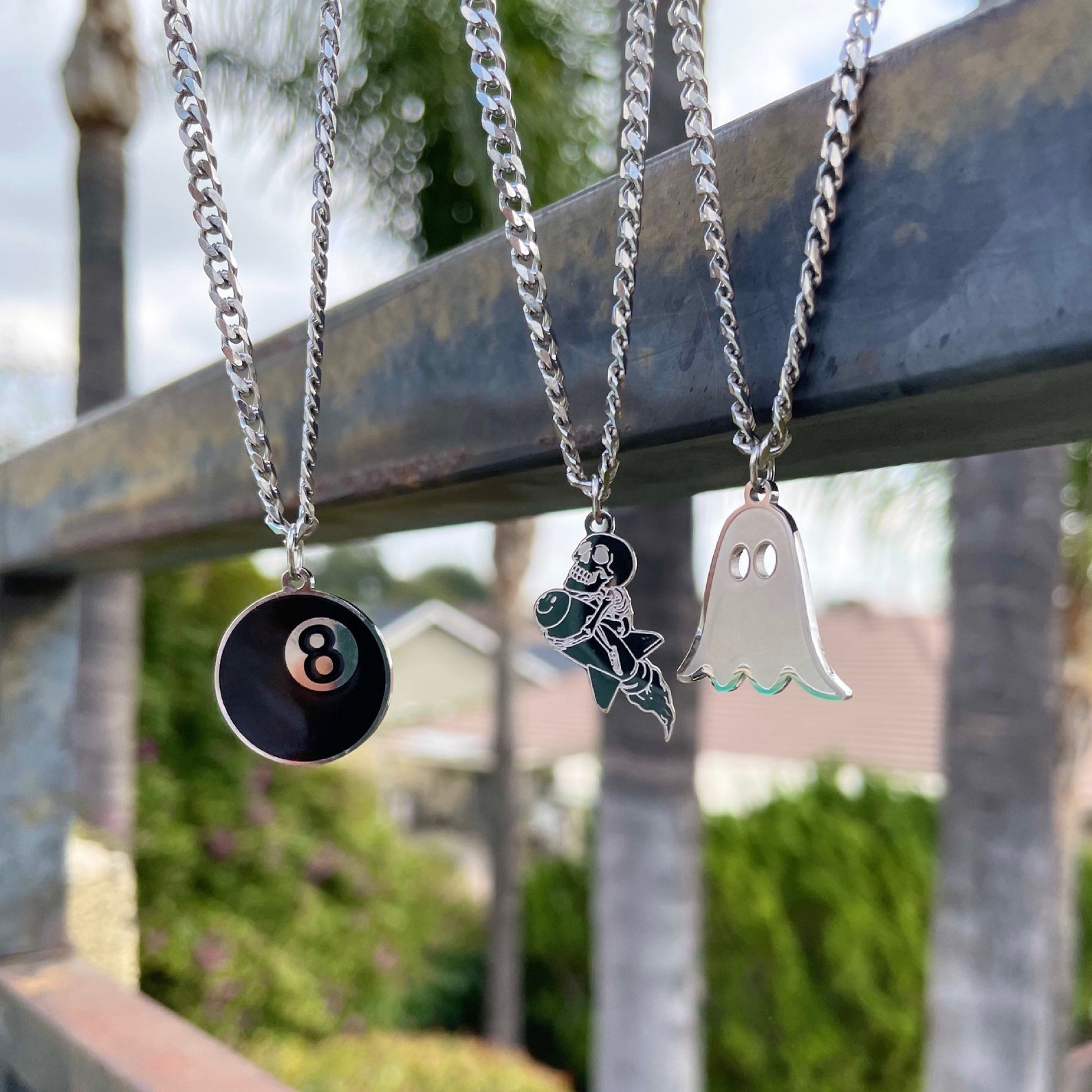 8 Ball Necklace Streetwear Necklace Stainless Steel Pendant - Etsy