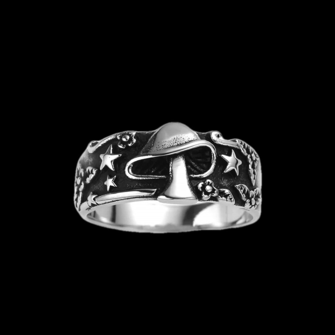 Mushroom Ring, Psychedelic Ring, Stainless Steel, Mens Ring, Womens ...
