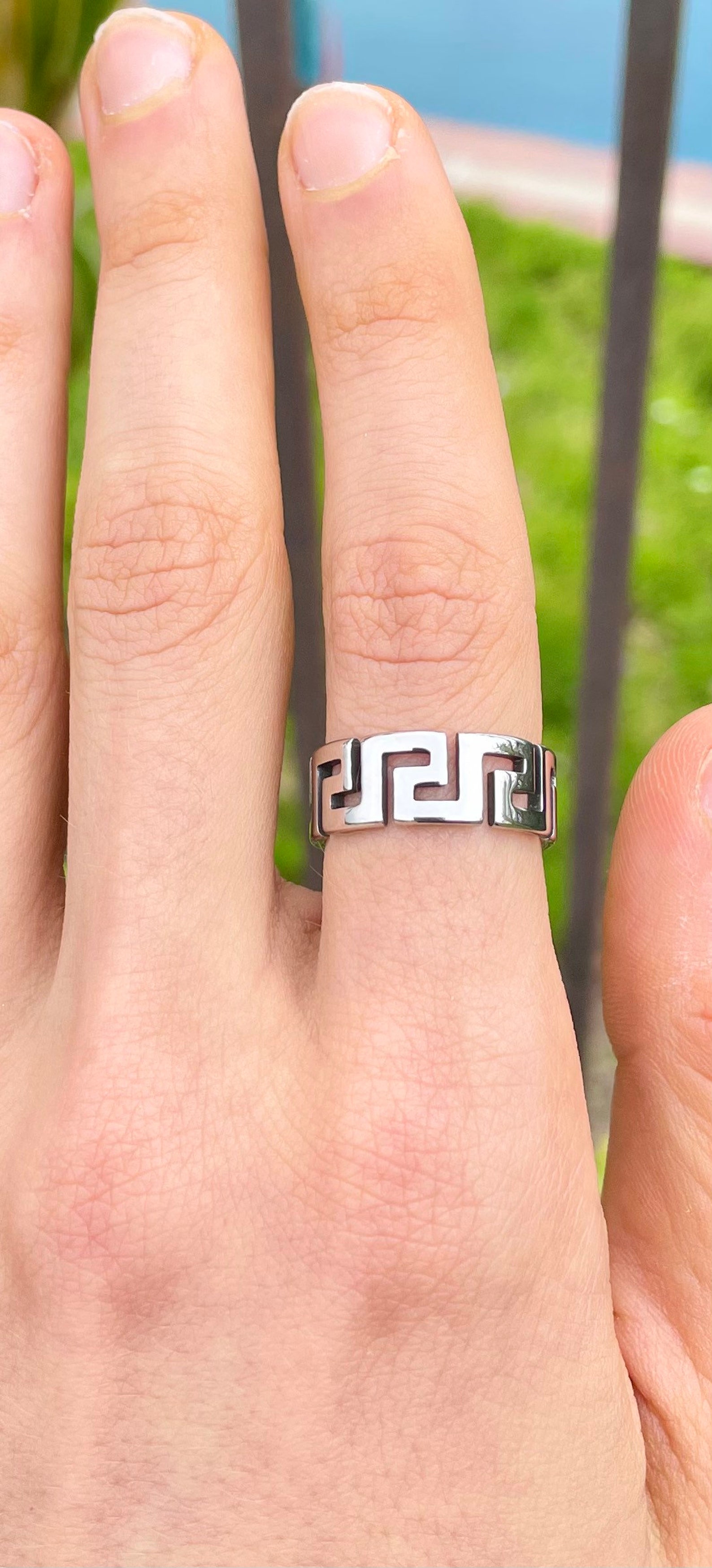 Pattern Ring Mens Ring Greek Key Ring Stainless Steel - Etsy