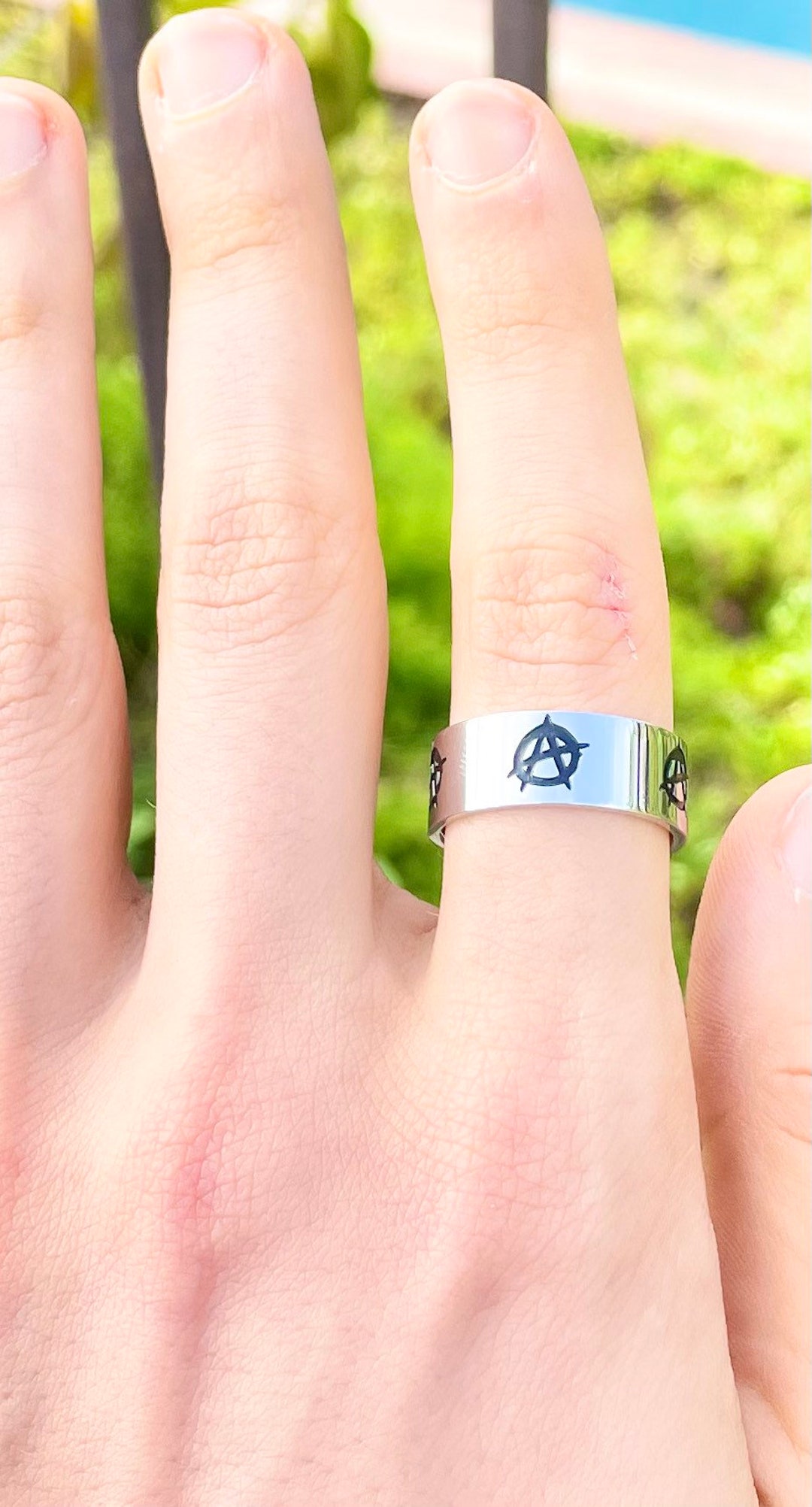 Anarchy Ring Punk Ring Mens Ring Womens Ring Engraved - Etsy