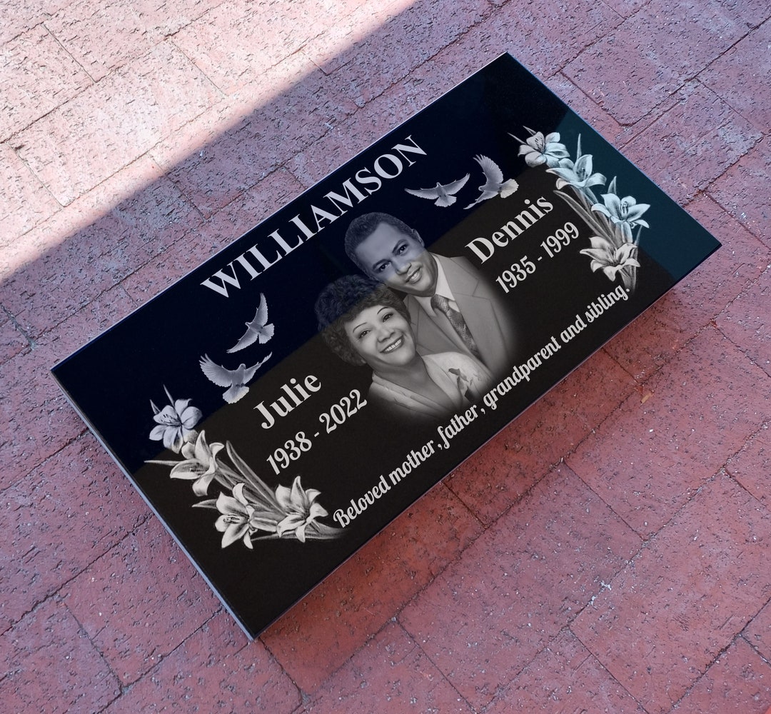 28x16x3 Inch. Headstone, Tombstone, Grave Marker, People, Pets, Solid Granite, Diamond Engraved ...
