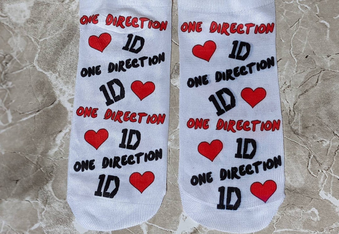 White One Direction Ankle Socks Hearts Love Design All the Way Around ...