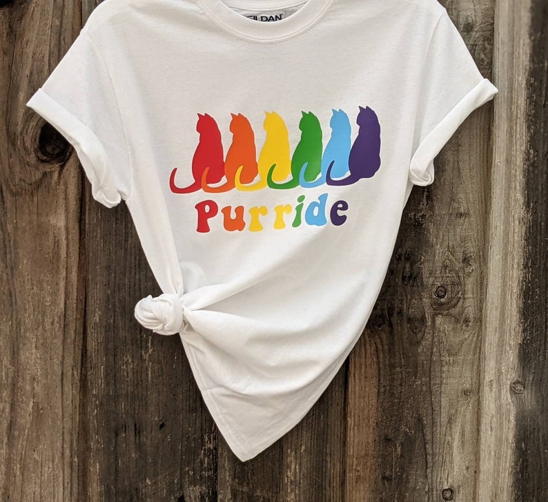 Pride Cat Tee Rainbow Kitty Tshirt Purride Shirt Unisex LGBTQ - Etsy