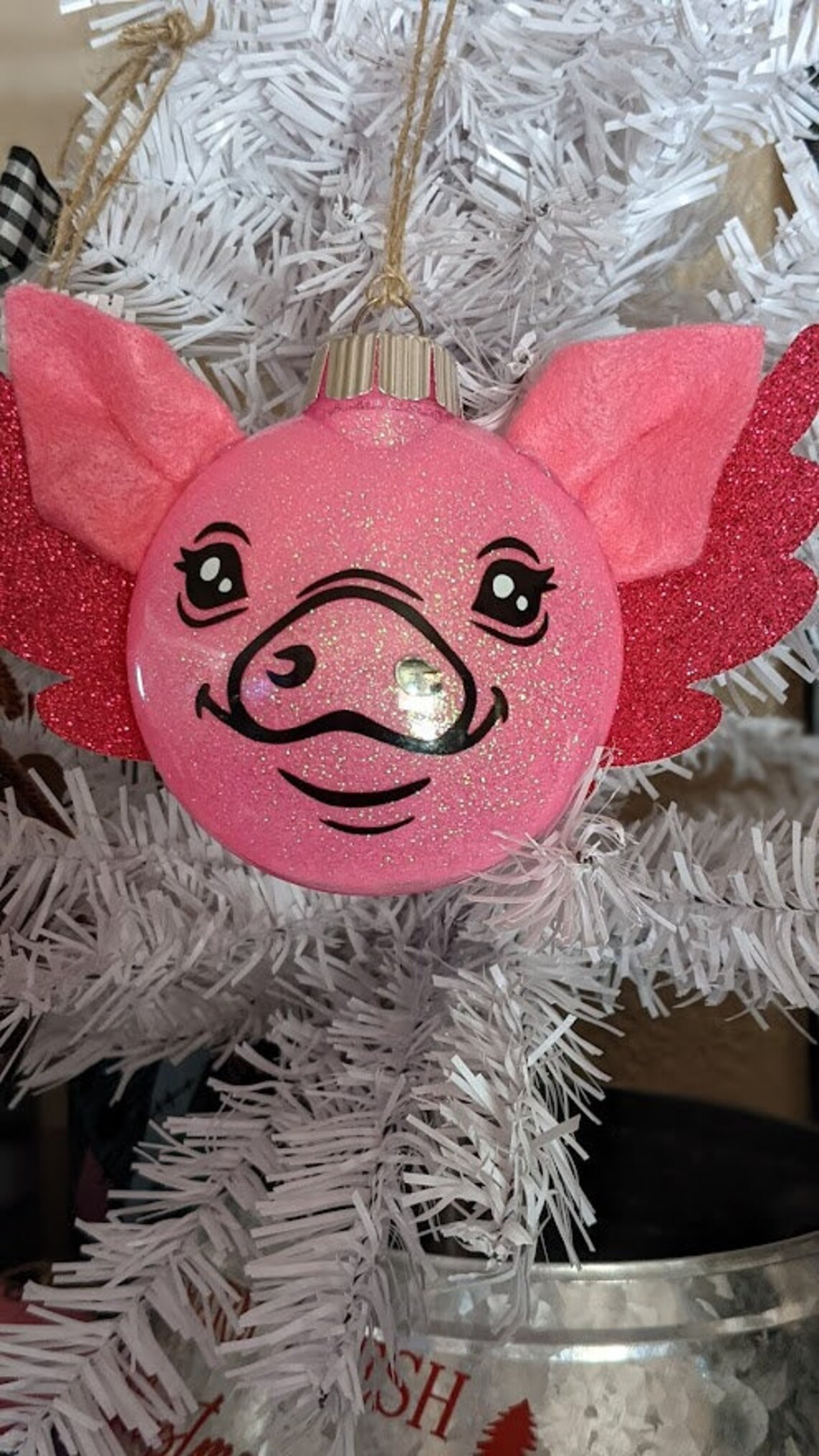 Pink Pig With Wings Glitter Christmas Holiday Tree Ornament Gift - Etsy