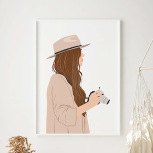 Girl With Camera Art INSTANT DOWNLOAD Wanderlust Girl Wall Art ...