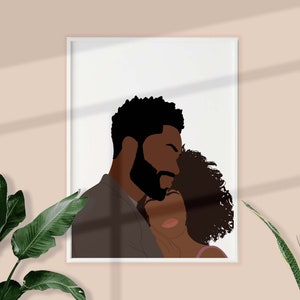 Black Couple Wall Art INSTANT DOWNLOAD African American Black Love Art Black Girl Art Afro Black ...