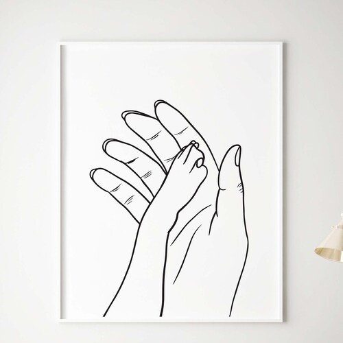 Dog Paw in Hand Line Art Printable Poster Hand in Hand Wall - Etsy