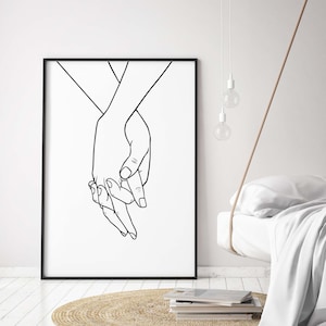Romantic Holding Hands Wall Art Printable Poster Home Decor Touching ...