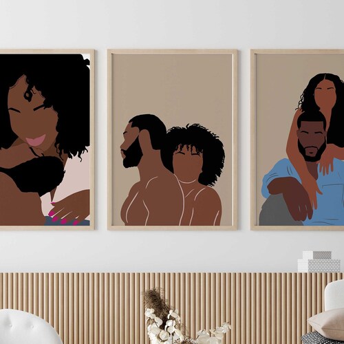 Black Couple Boho Wall Art Art INSTANT DOWNLOAD Man and Woman - Etsy