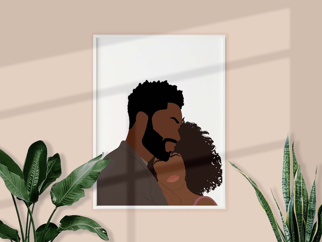 Black Couple Wall Art INSTANT DOWNLOAD African American Black Love Art Black Girl Art Afro Black ...