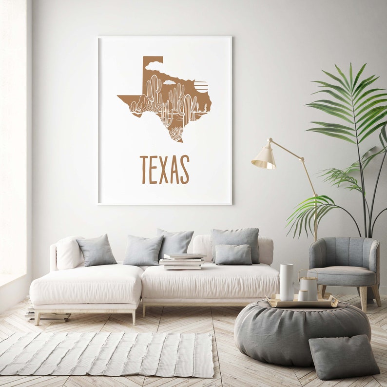 Texas Map Wall Art INSTANT DOWNLOAD Texas State Art Print - Etsy