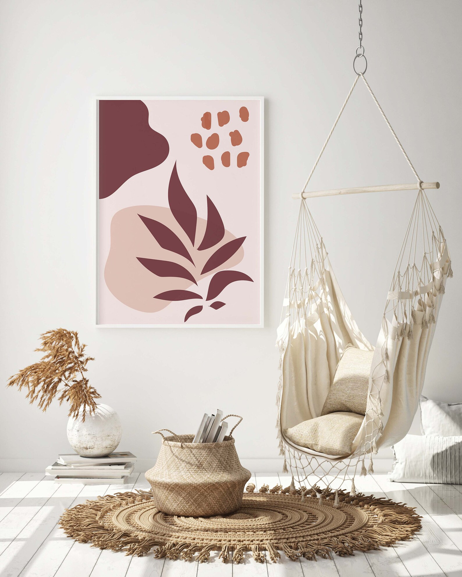 Abstract Plant Leaf Wall Art INSTANT DOWNLOAD Burgundy Art - Etsy