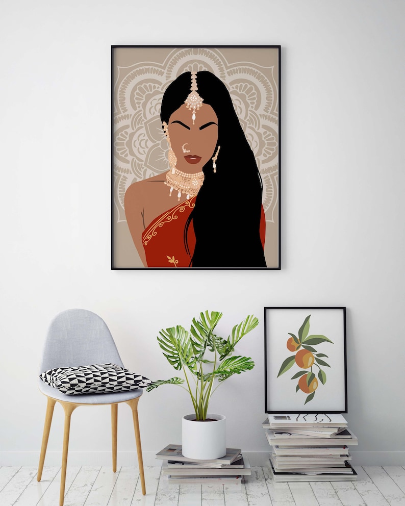 Indian Girl Wall Art Print Head Jewelry Art Indian Woman Art - Etsy