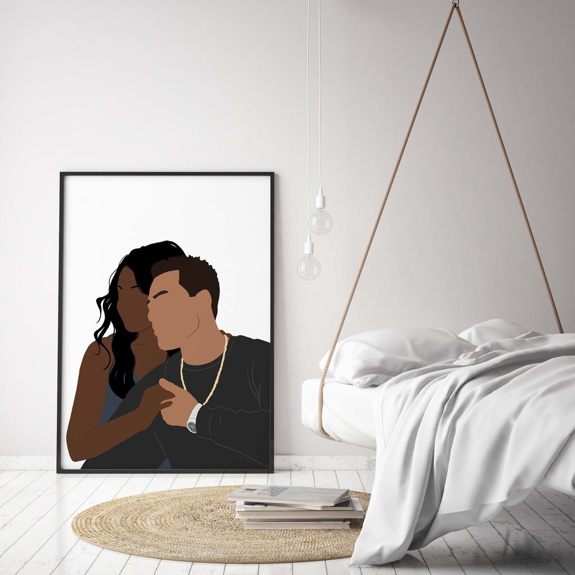 Cute Black Couple Wall Art Art INSTANT DOWNLOAD Man and Woman | Etsy