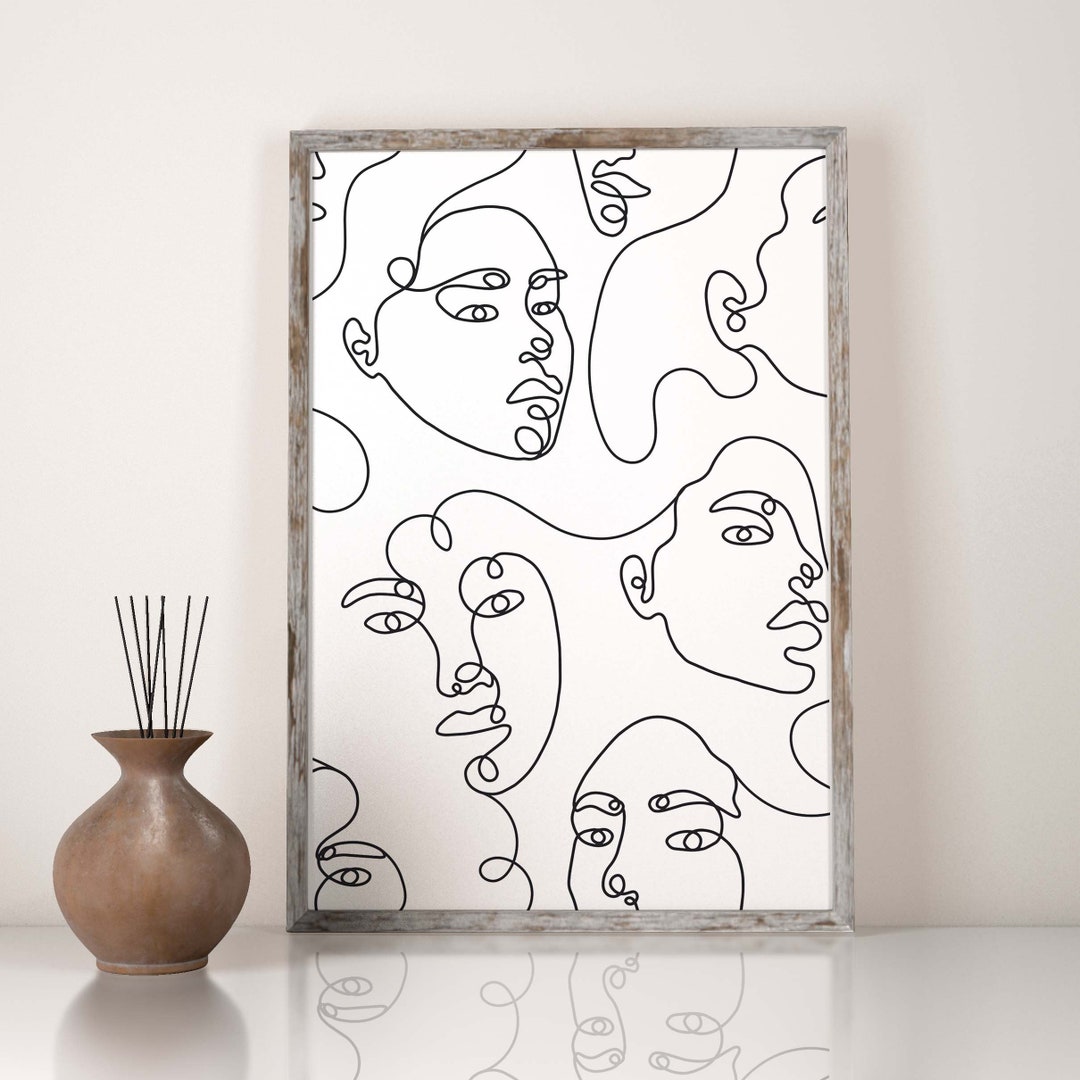 Abstract Faces One Line Art Poster Face Line Art Minimalist - Etsy