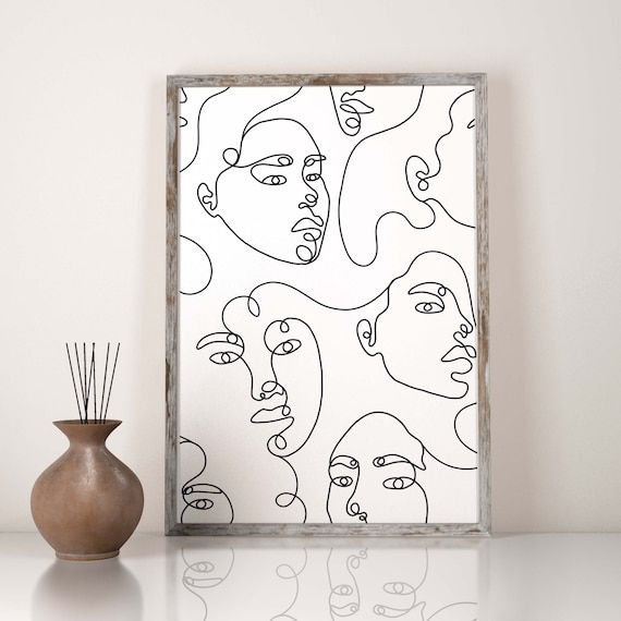 Abstract Faces One Line Art Poster Face Line Art Minimalist - Etsy