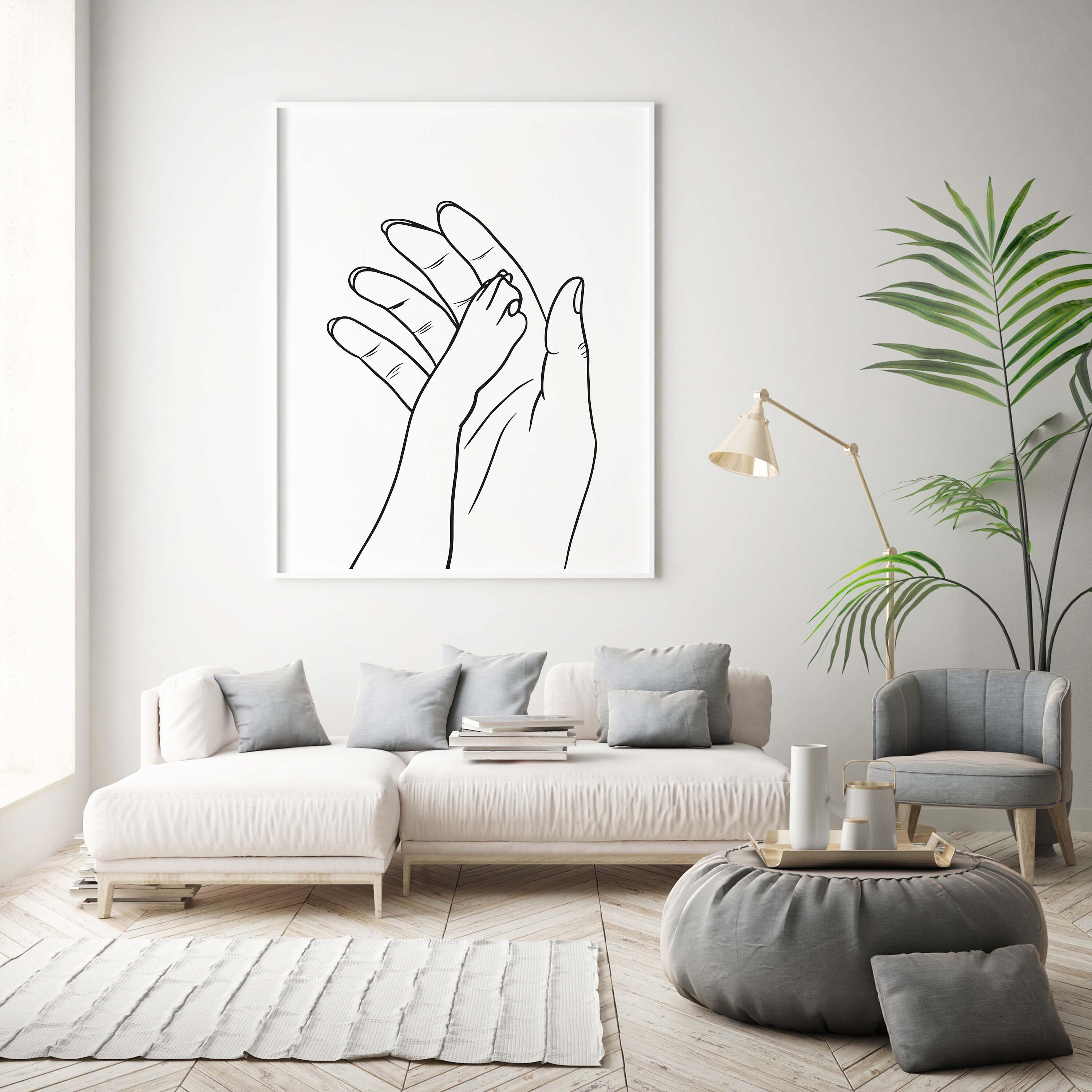 Dog Paw in Hand Line Art Printable Poster Hand in Hand Wall - Etsy