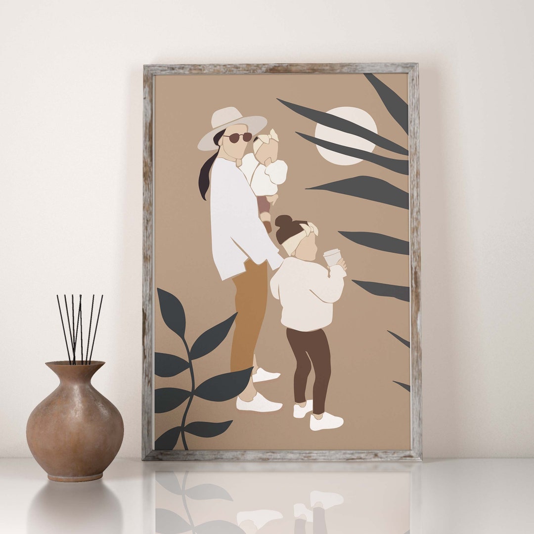 Mom and Daughter Art Motherhood Wall Art Mommy and Mini Art Botanical ...