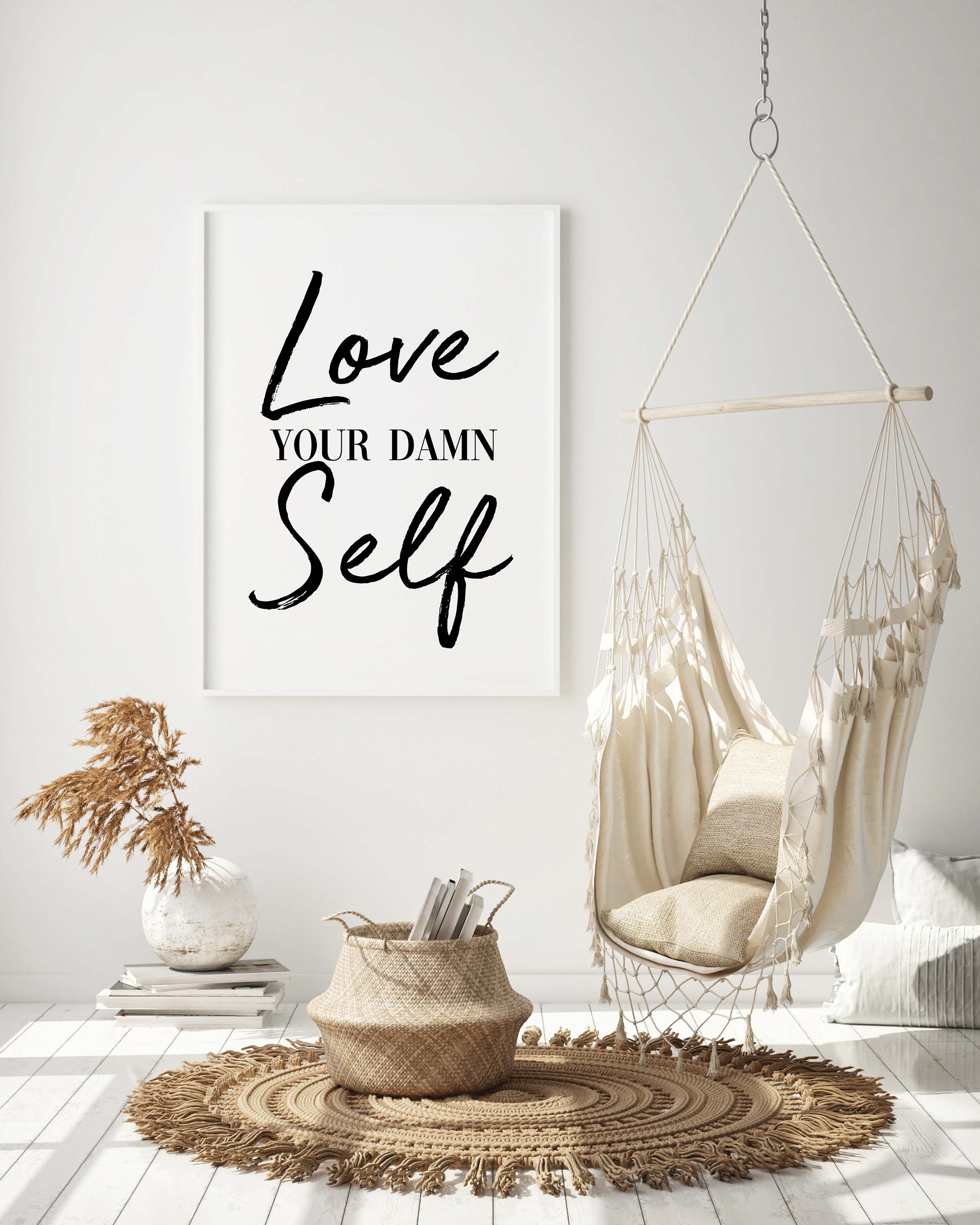 Self Affirmation Quote Art Print INSTANT DOWNLOAD Love Your Damn Self ...