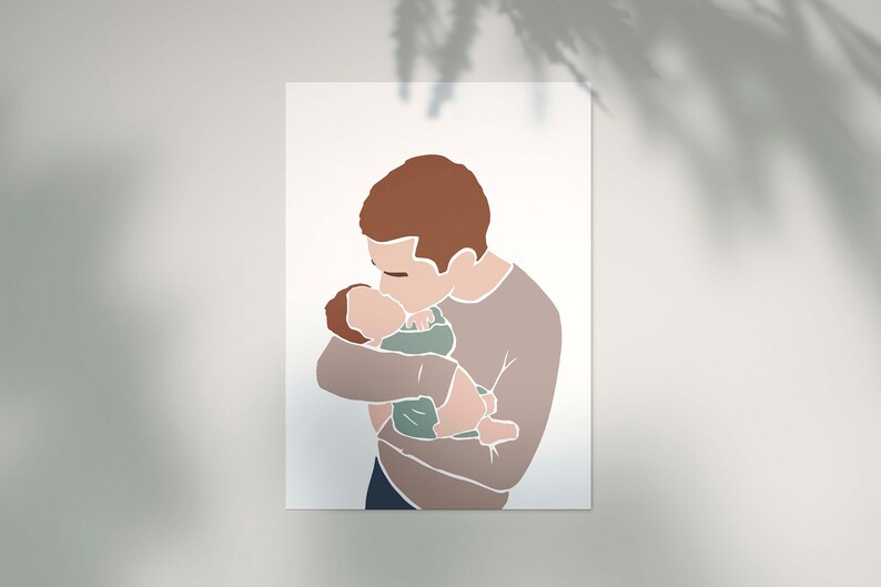 Father and Child Art Print New Dad With Baby Art New Father Printable ...