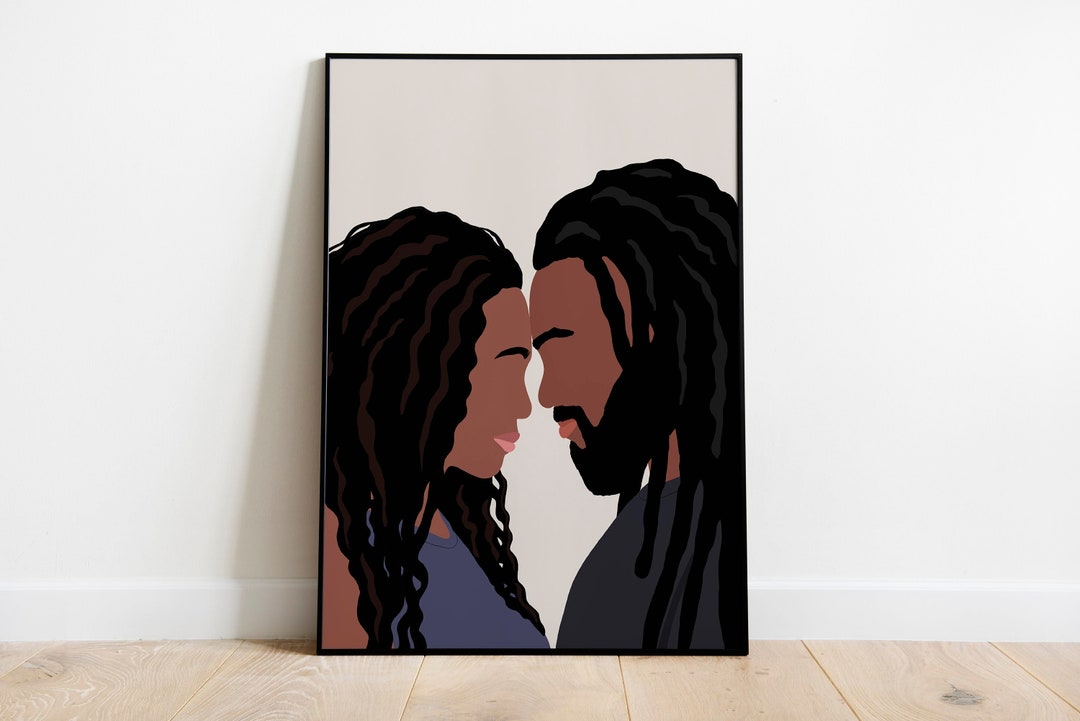Black Couple With Locs Wall Art INSTANT DOWNLOAD Man and Woman Art ...