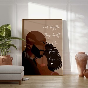 Boho Black Couple Wall Art INSTANT DOWNLOAD Black Love Quote Art Black Girl Art Bald Black Man ...