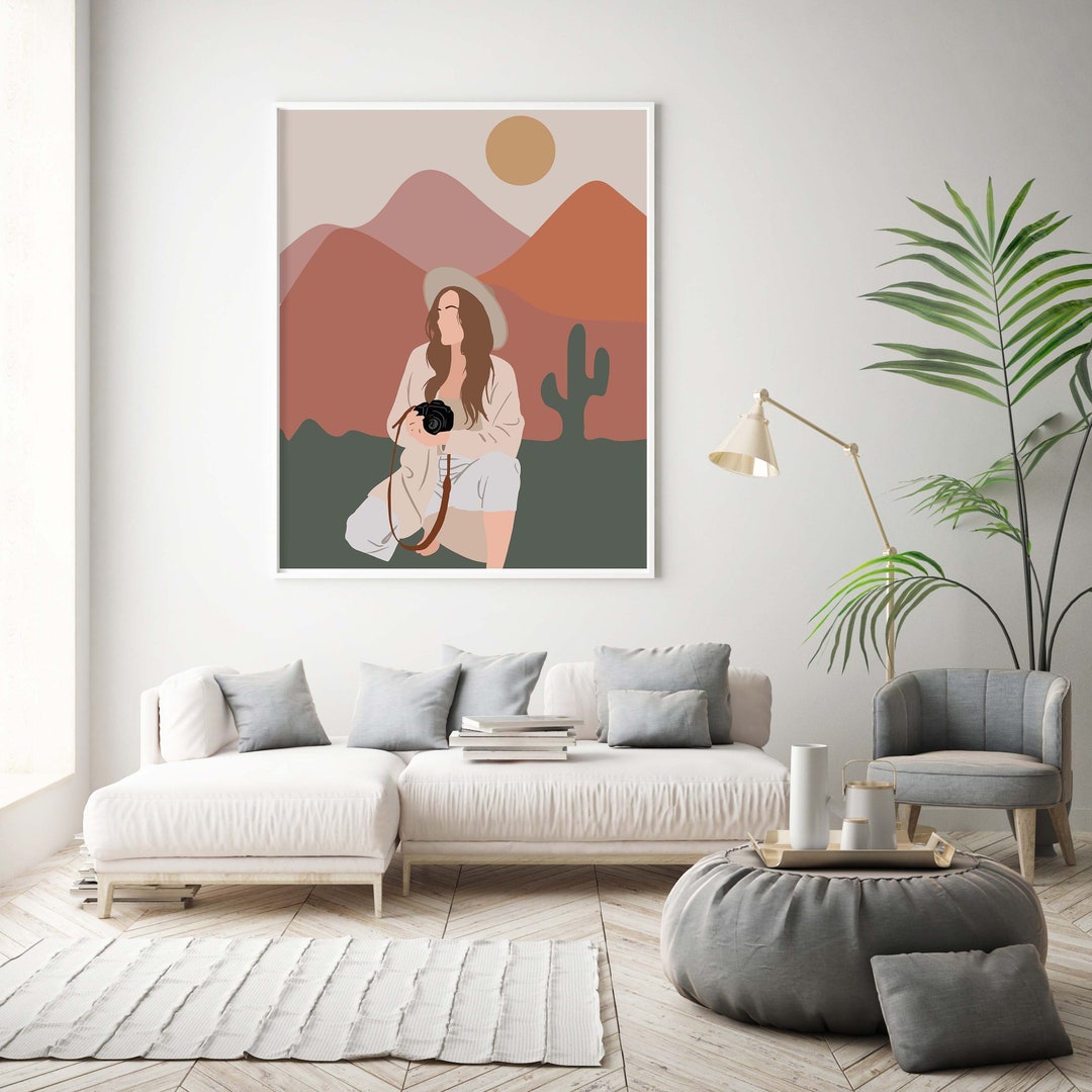 Female Photographer Art INSTANT DOWNLOAD Wanderlust Girl Wall Art Woman ...