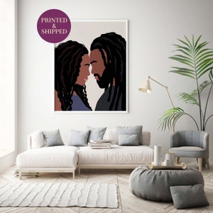 Black Couple With Locs Wall Art PRINTED & SHIPPED Man and Woman Art ...