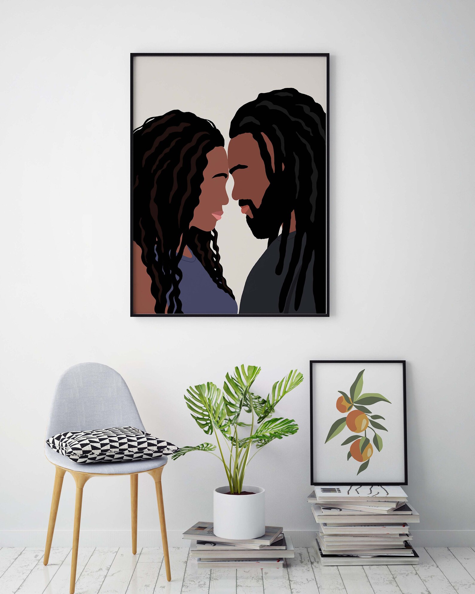 Black Couple With Locs Wall Art INSTANT DOWNLOAD Man and Woman Art ...