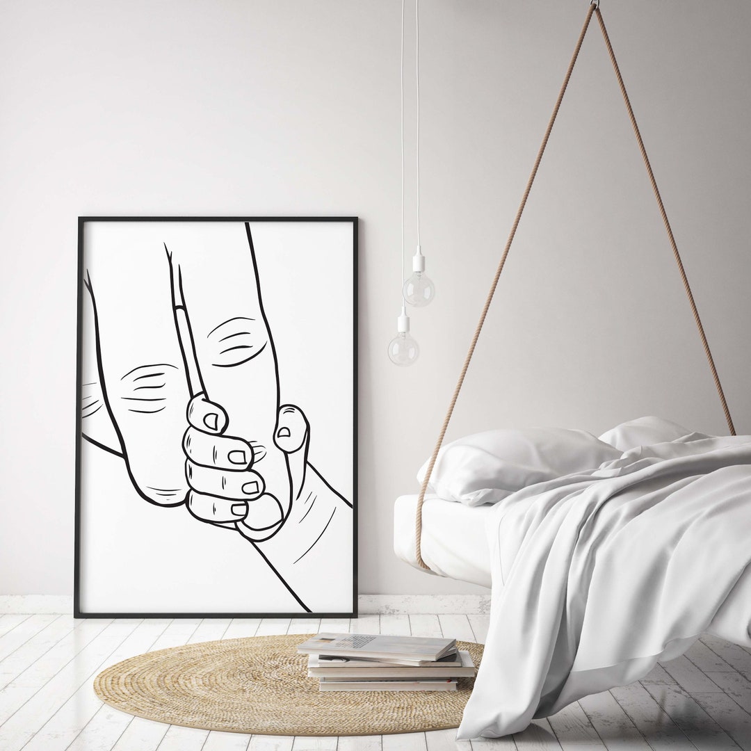 New Baby Line Art Printable Poster New Dad and Baby Wall Art Print Home ...