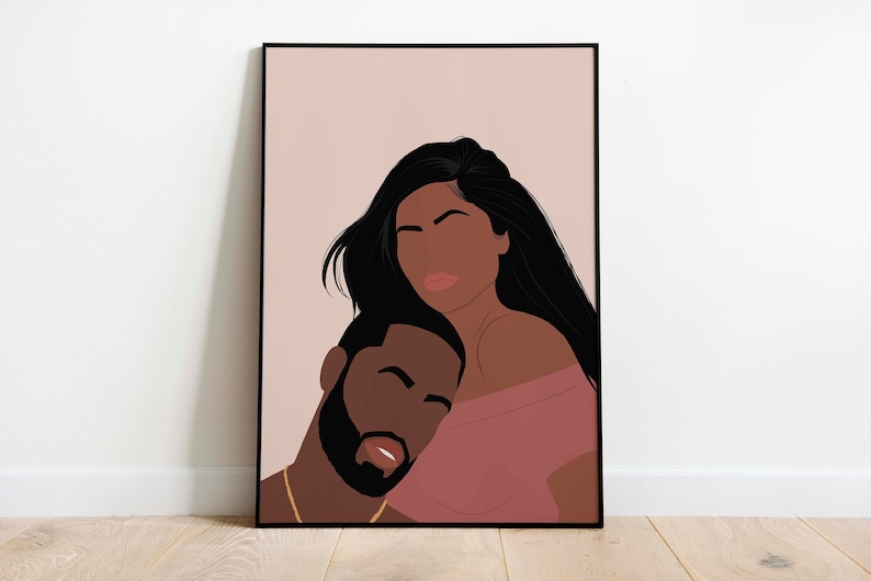 Boho Black Couple Wall Art Art INSTANT DOWNLOAD Man and Woman | Etsy
