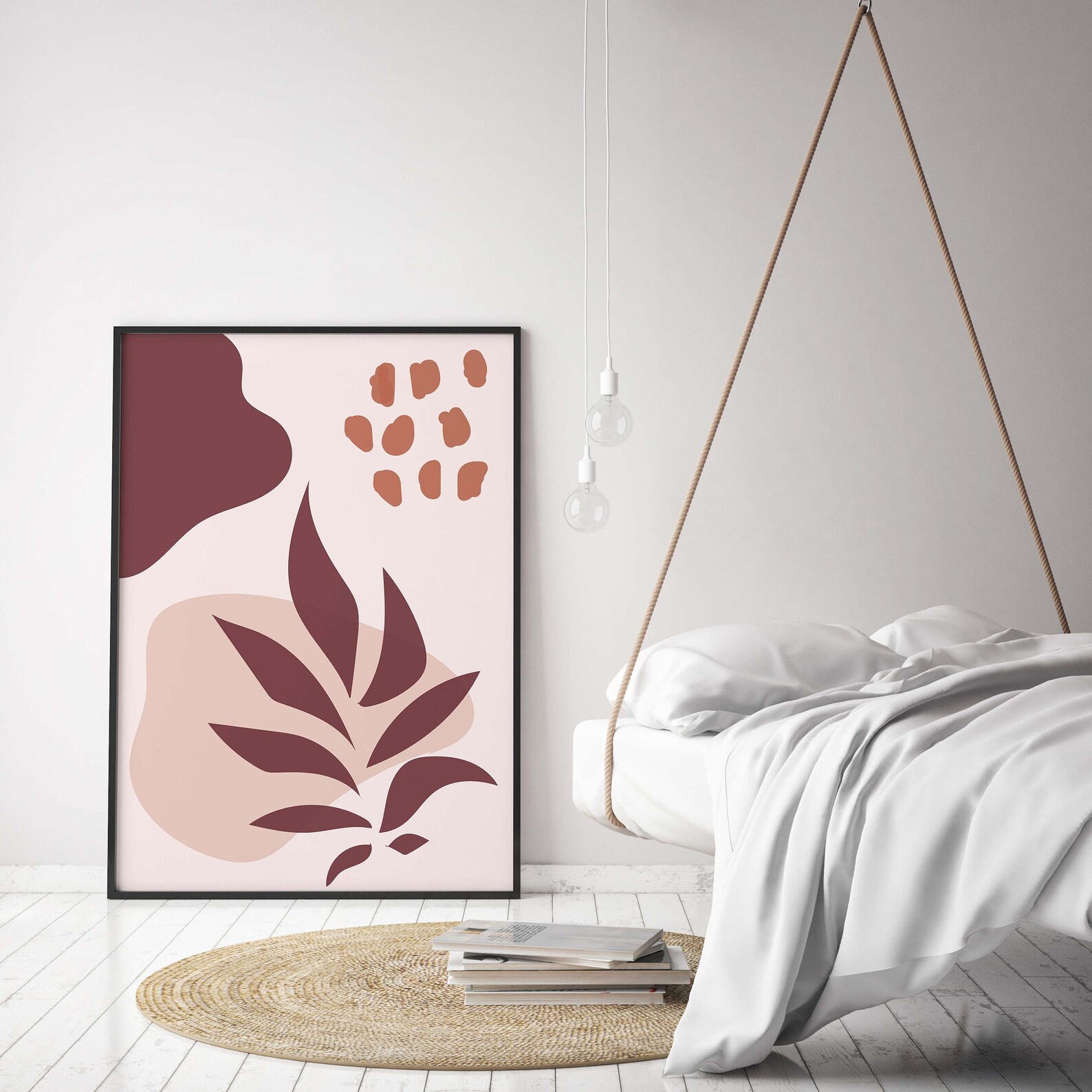 Abstract Plant Leaf Wall Art INSTANT DOWNLOAD Burgundy Art - Etsy