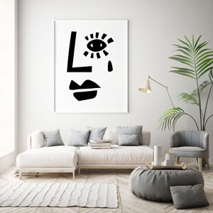 Abstract Face Art Printable Crying Woman Modern Art Print Downloadable ...