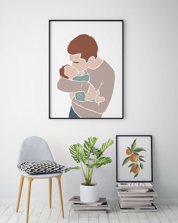 Father and Child Art Print New Dad with Baby Art New Father | Etsy