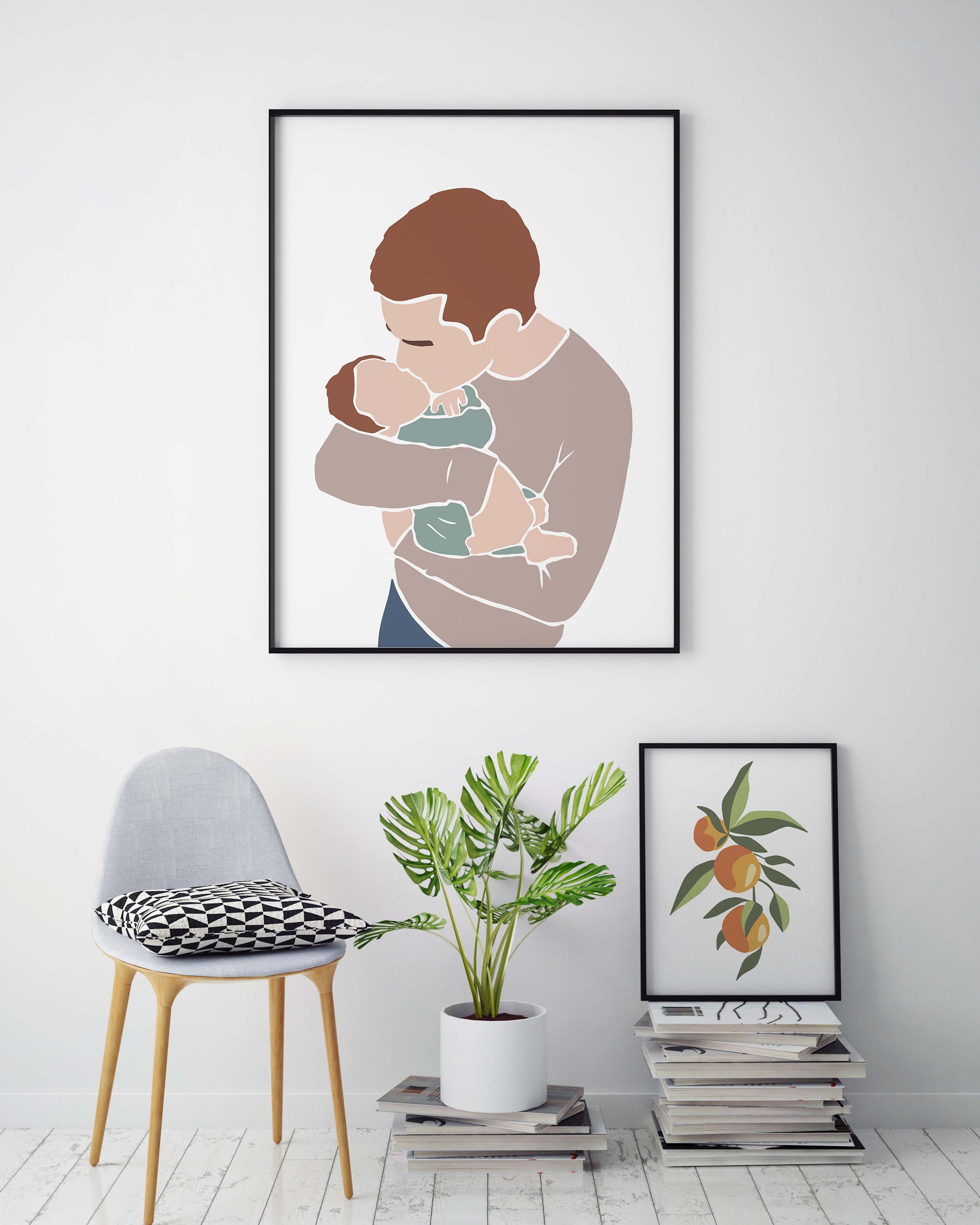Father and Child Art Print New Dad With Baby Art New Father Printable ...