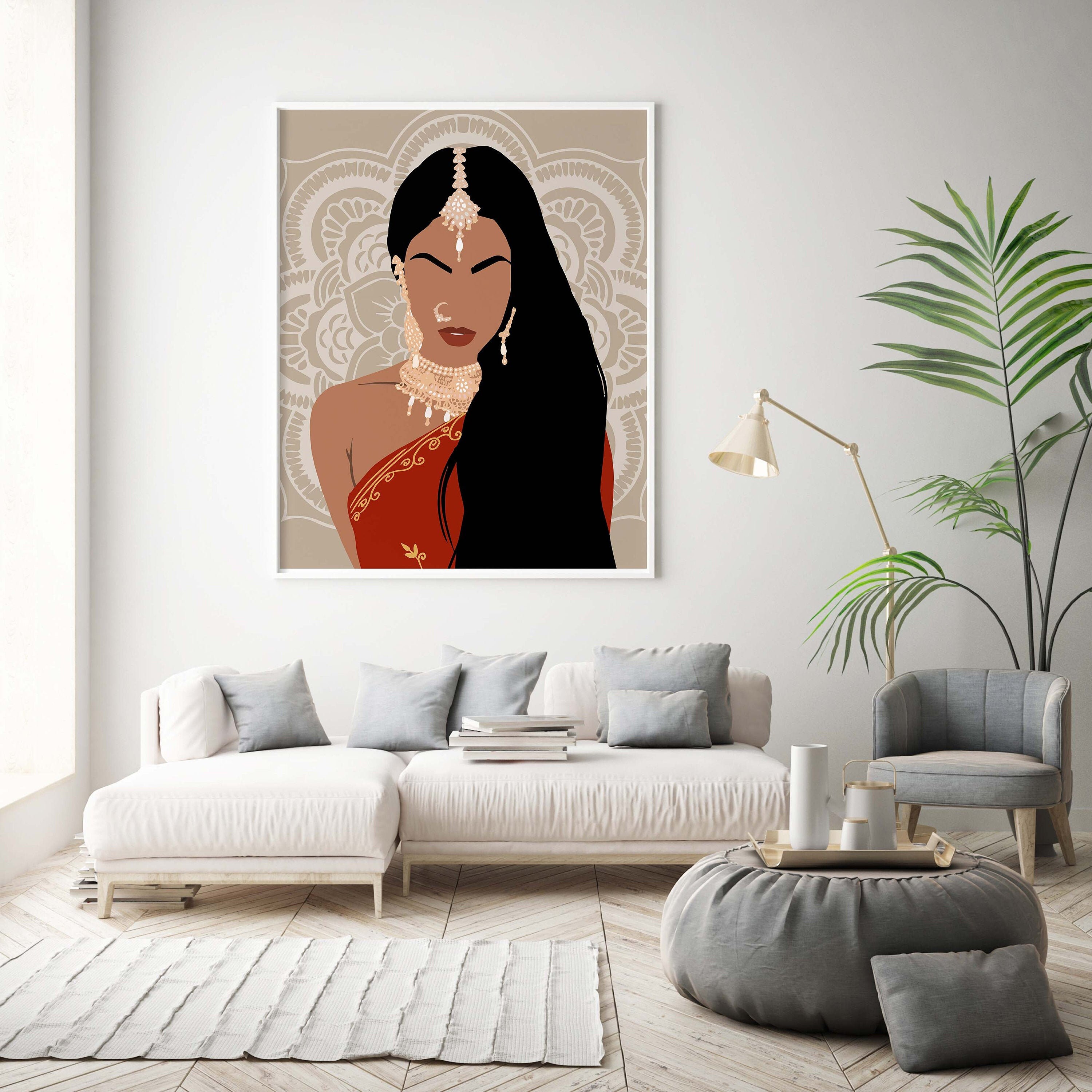 Indian Girl Wall Art Print Head Jewelry Art Indian Woman Art - Etsy
