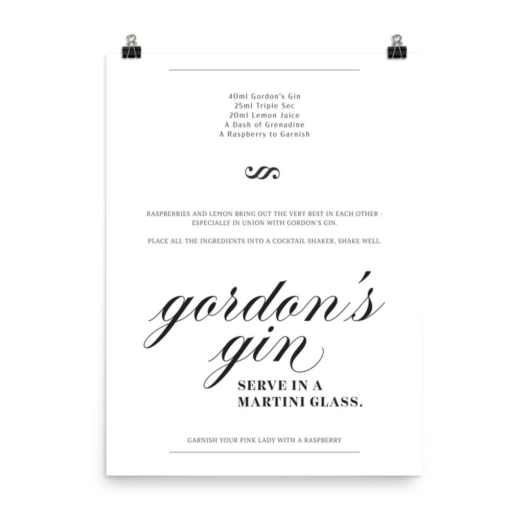 Gin & Tonic Print, Gin Garnish Guide, Gin and Tonic Poster, Gin Print ...
