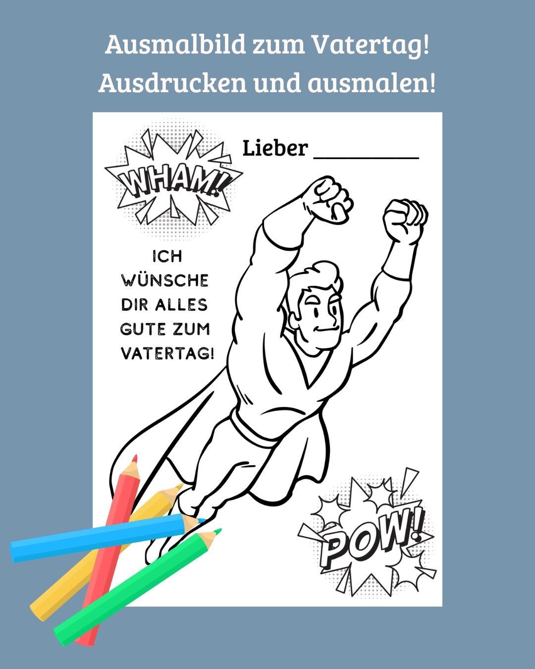 Father's Day Coloring Page - Superhero Dad I Personalizable I PDF to ...