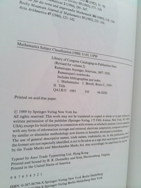 Srinivasa Ramanujan Notebooks