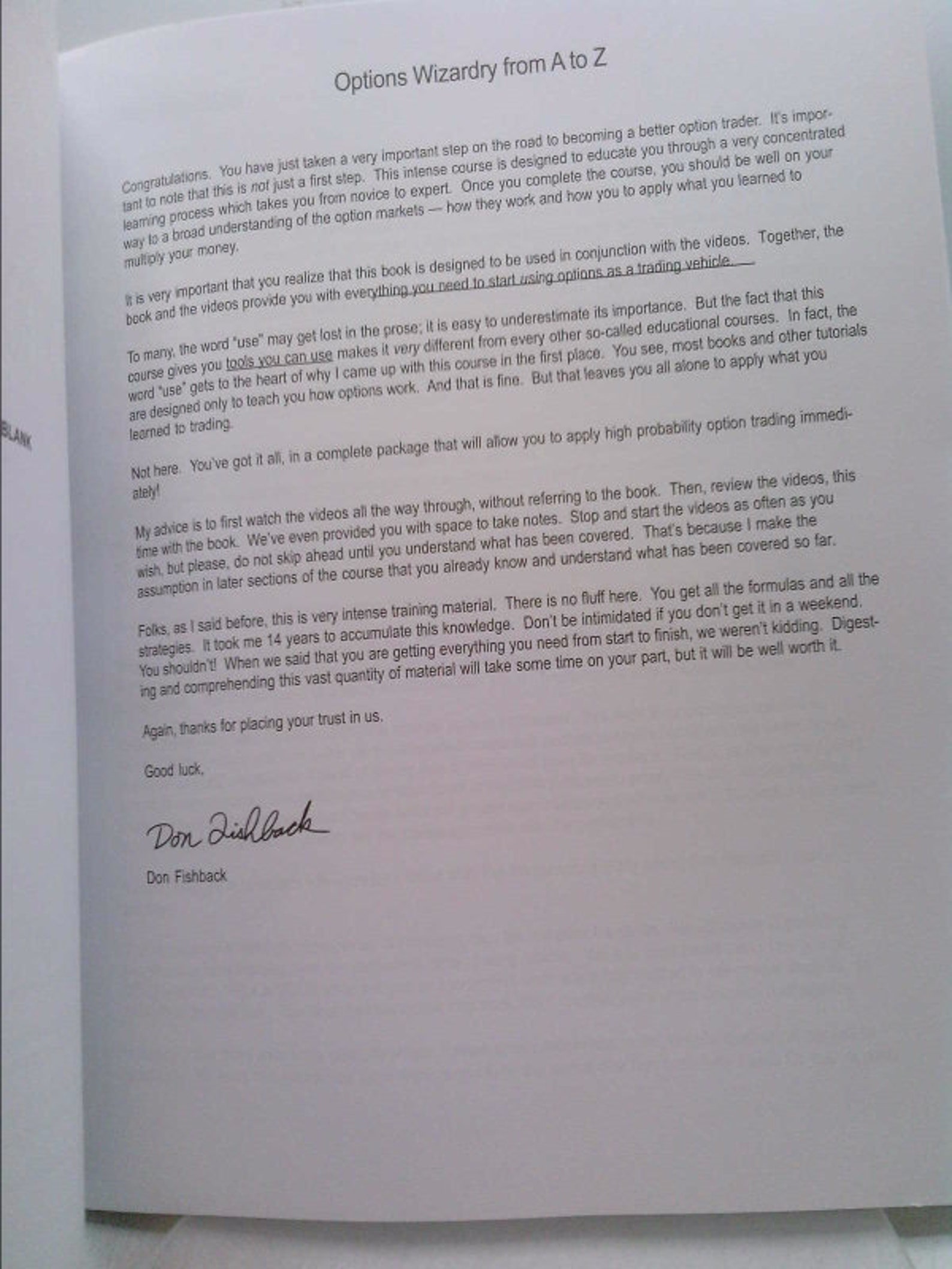 Don Fishback's Options Wizardry From a to Z High Accuracy - Etsy