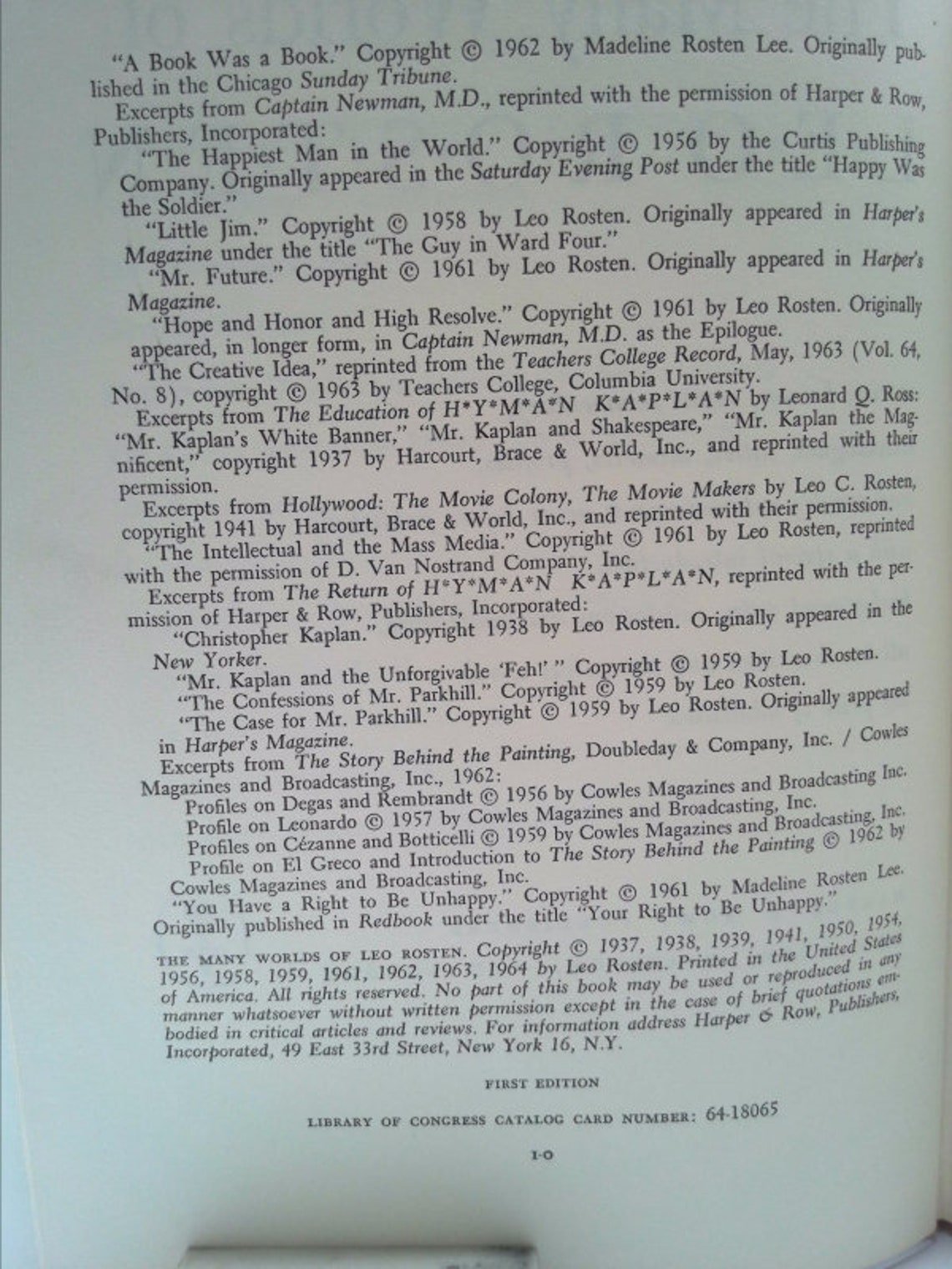 Rare the Many Worlds of Leo Rosten 1964 hc Good 1st Edition | Etsy