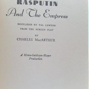 Rasputin and the Empress by Val. Lewton - Etsy