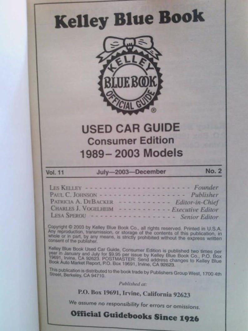 Kelley Blue Book Used Car Guide: Consumer Edition, July-december 2003 ...