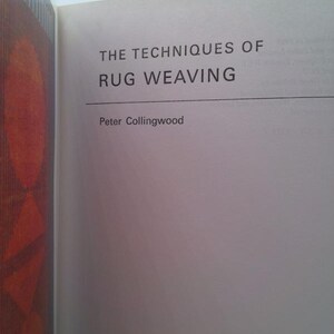 The Techniques of Rug Weaving by Peter Collingwood - Etsy
