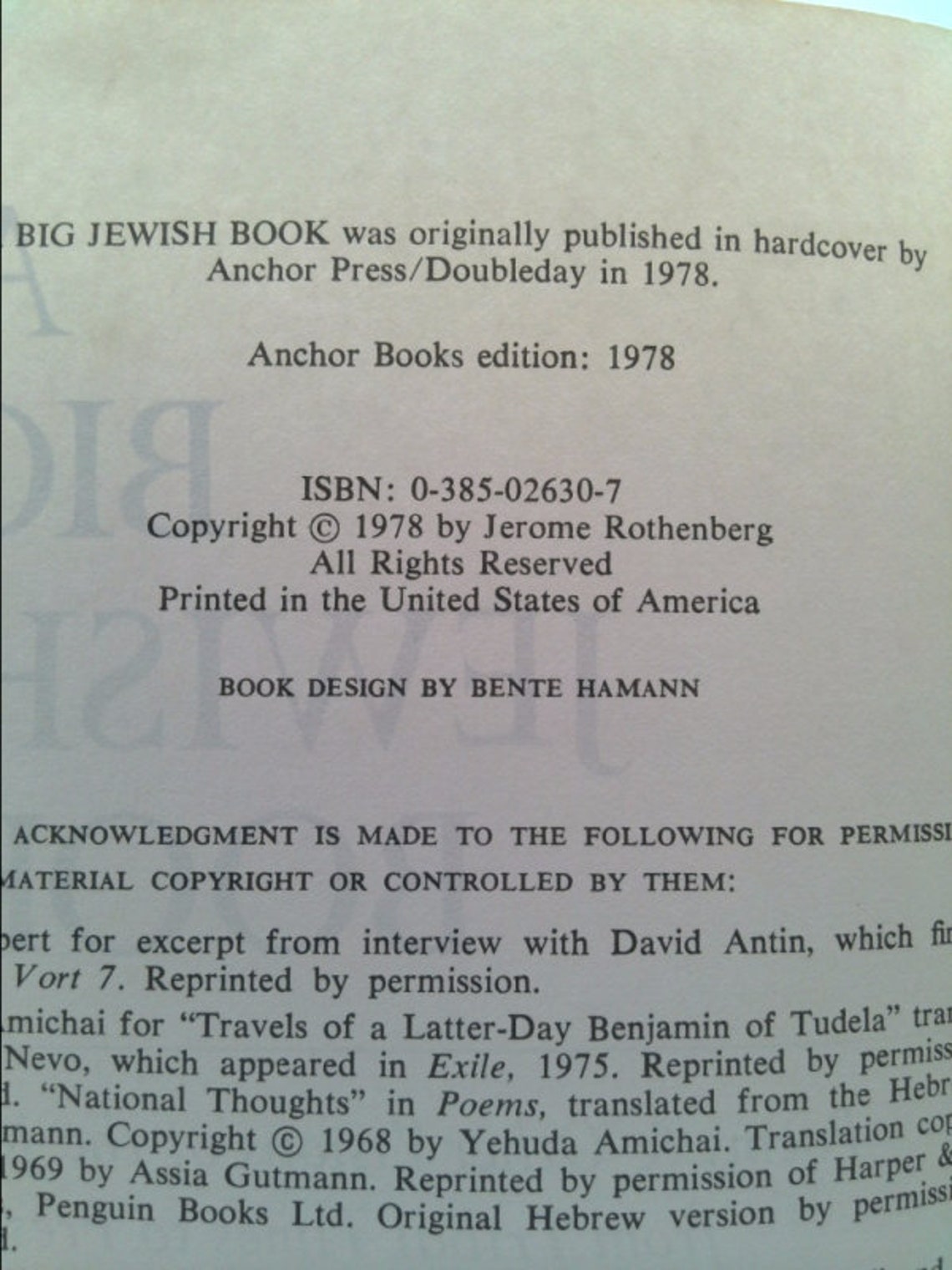 Big Jewish Book: Poems and Other Visions of the Jews From Tribal Times ...
